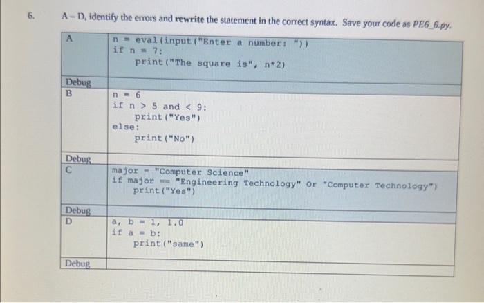 Solved A-D, identify the enors and rewrite the statement in | Chegg.com