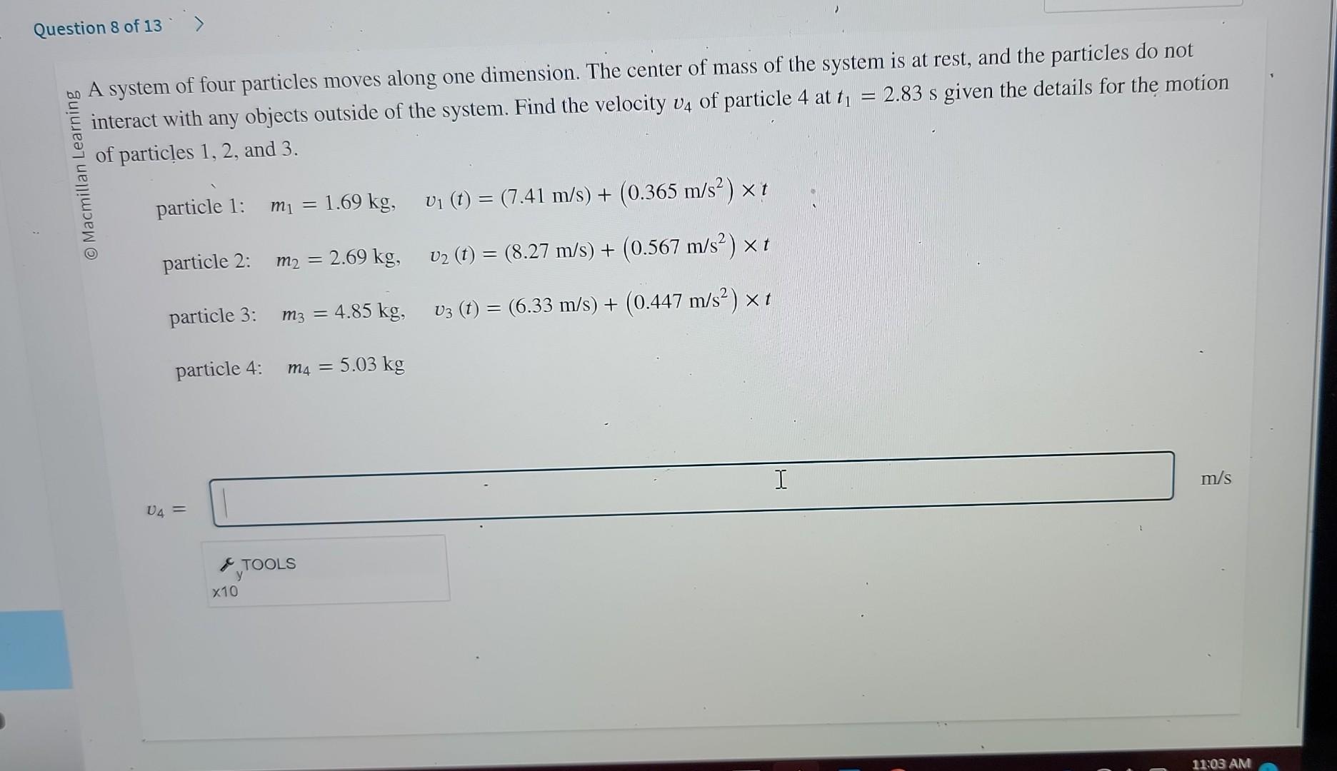 Solved A system of four particles moves along one dimension. | Chegg.com
