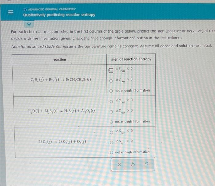 Solved O ADVANCED GENERAL CHEMISTRY Qualitatively predicting | Chegg.com