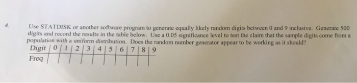 Solved 4. Use STATDISK or another software program to | Chegg.com