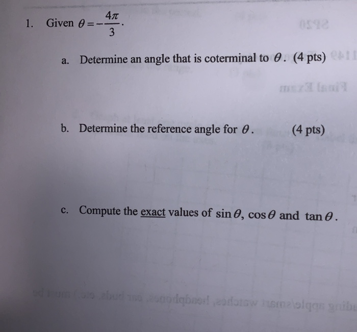 Solved give exact values. Determine an angle that is | Chegg.com
