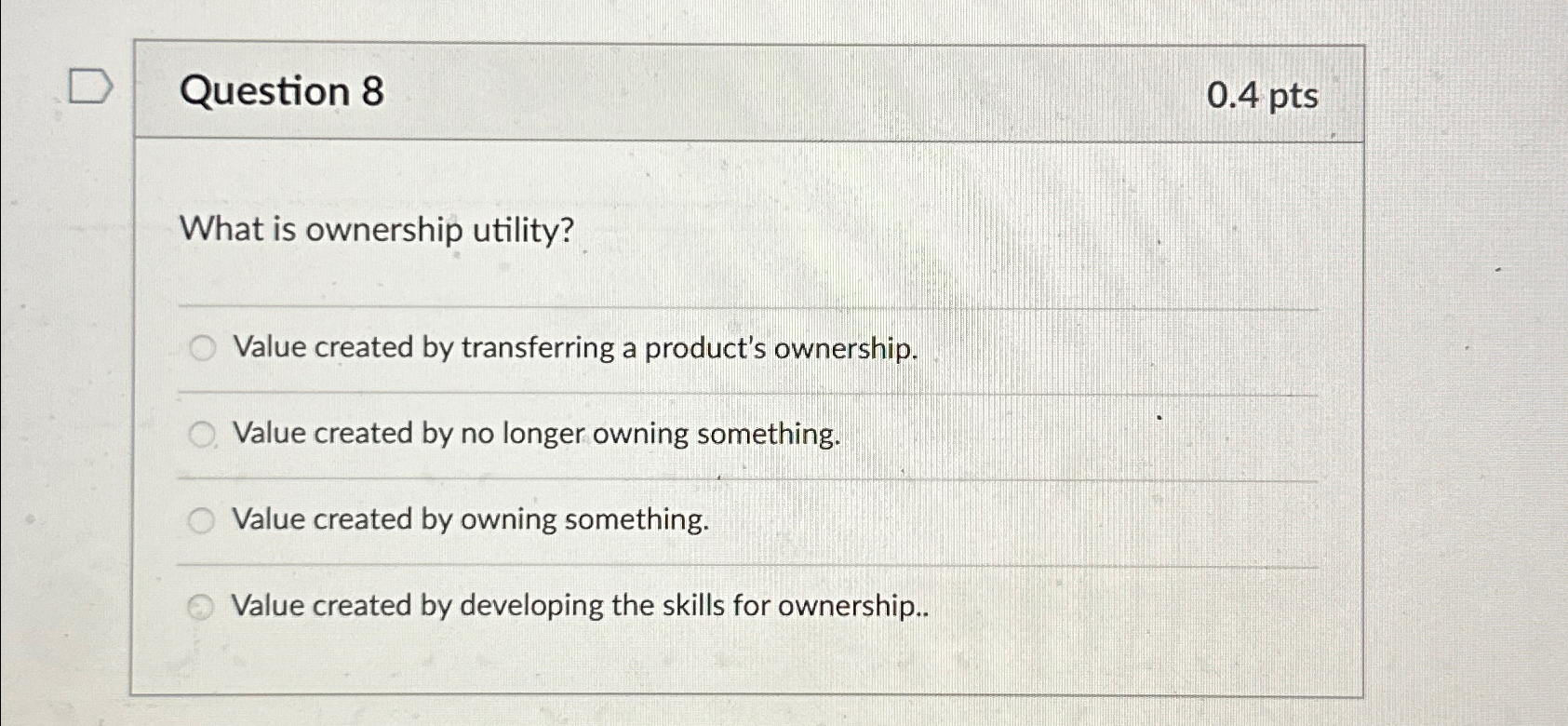 Solved Question 80.4ptsWhat is ownership utility?Value | Chegg.com
