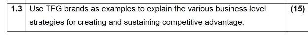 Solved 1.3 Use TFG brands as examples to explain the various | Chegg.com
