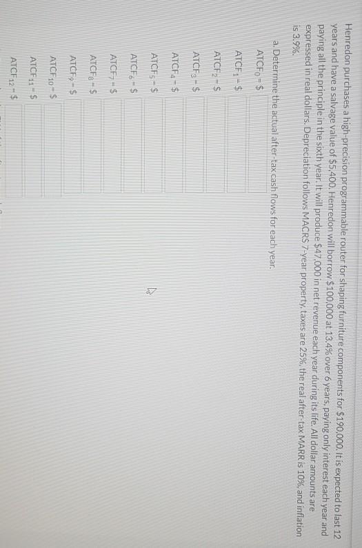 Solved Henredon purchases a high-precision programmable | Chegg.com