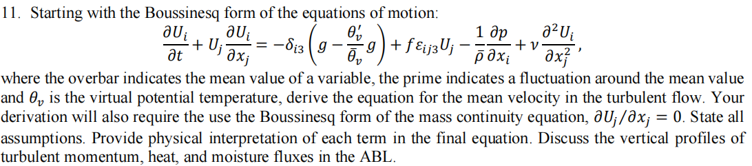 Solved Starting with the Boussinesq form of the equations of | Chegg.com