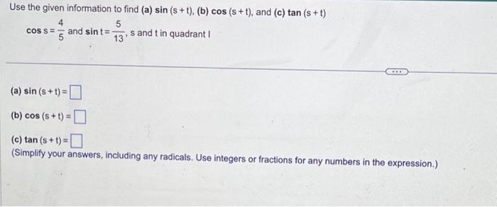 Solved Use the given information to find (a) | Chegg.com