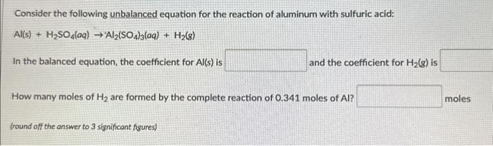 Solved Consider The Following Unbalanced Equation For The