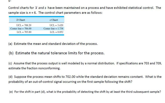 Solved Control charts for x‾ ﻿and s ﻿have been maintained on | Chegg.com