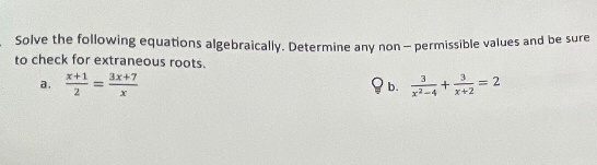 Solved Solve the following equations algebraically. | Chegg.com