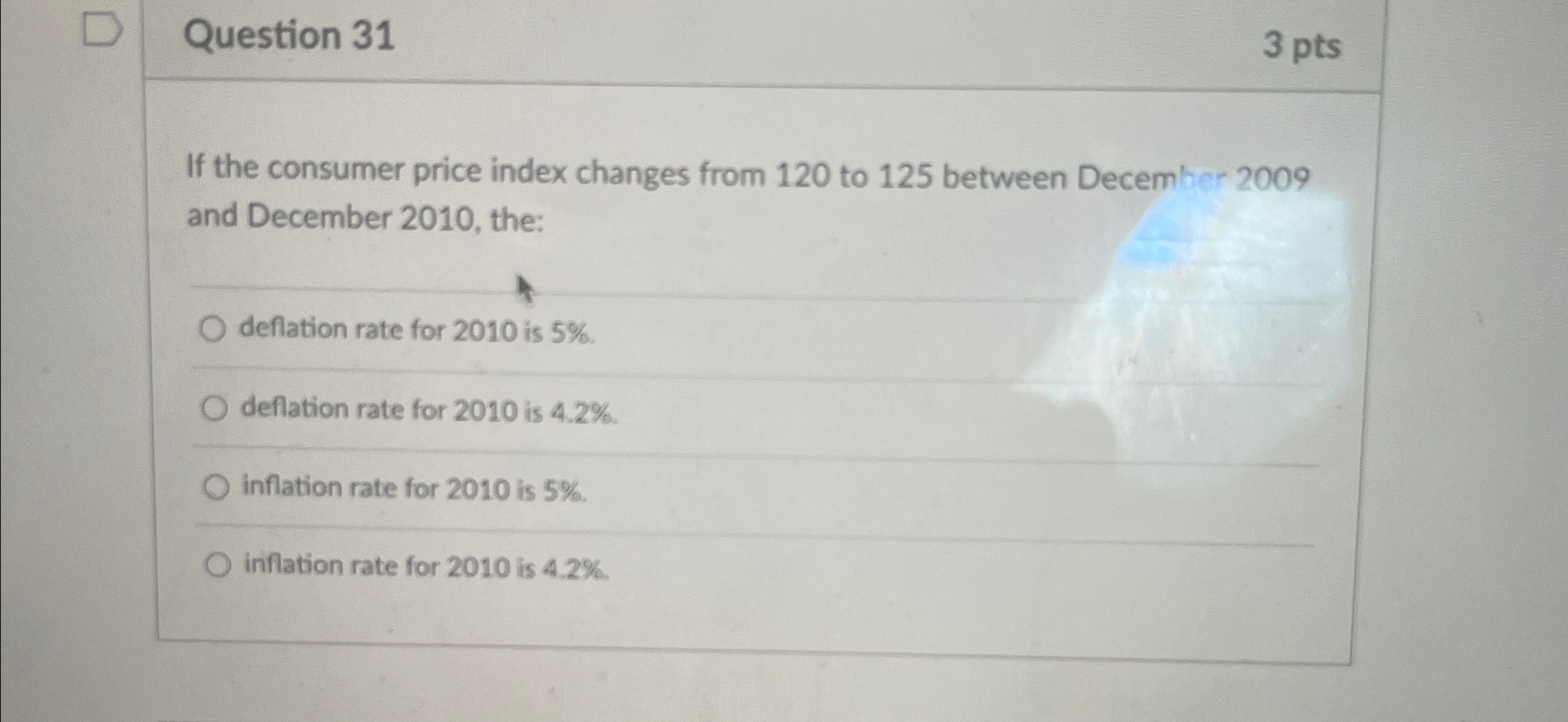 Solved Question 313ptsIf the consumer price index changes | Chegg.com