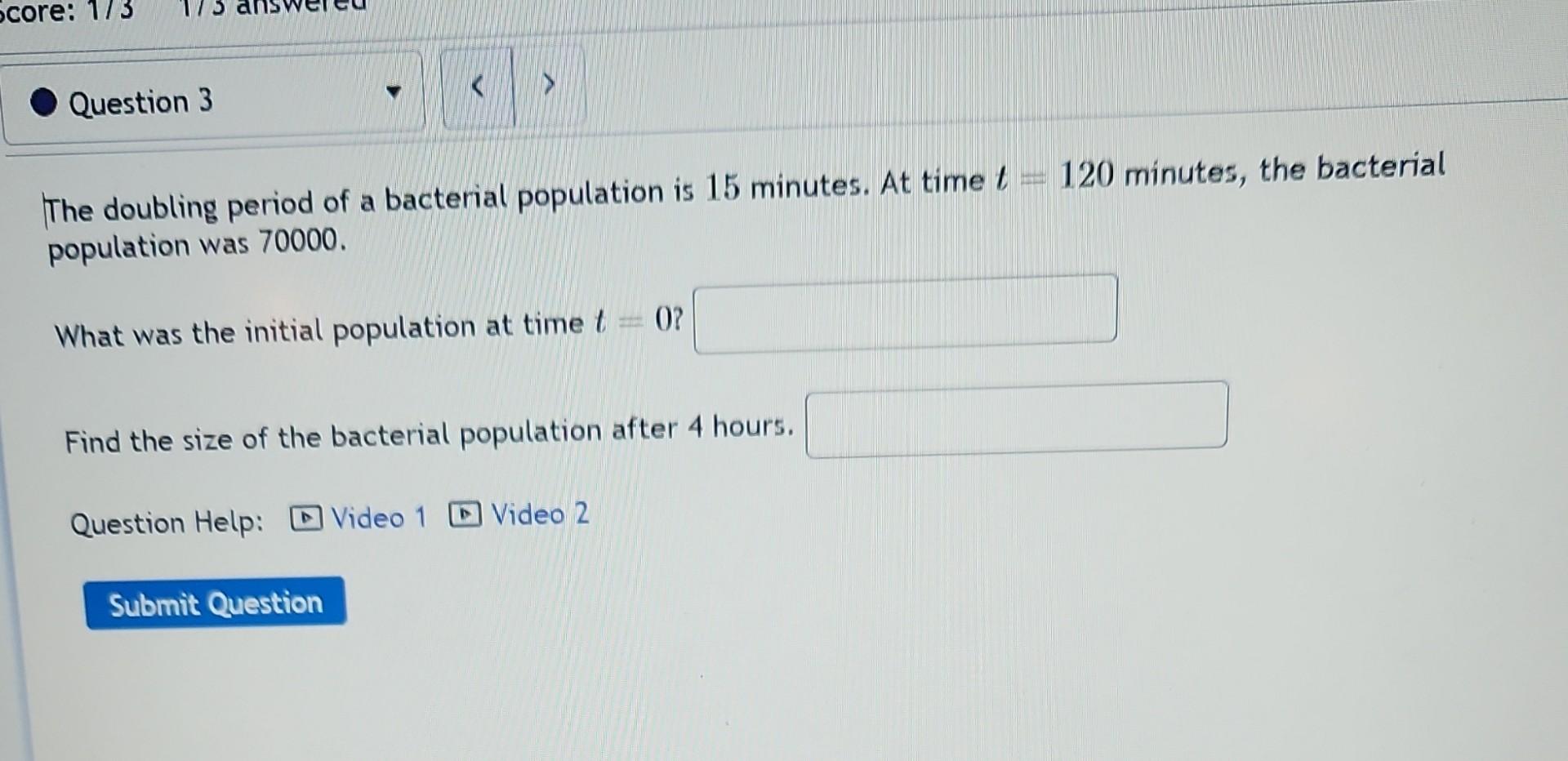 Solved The doubling period of a bacterial population is 15 | Chegg.com