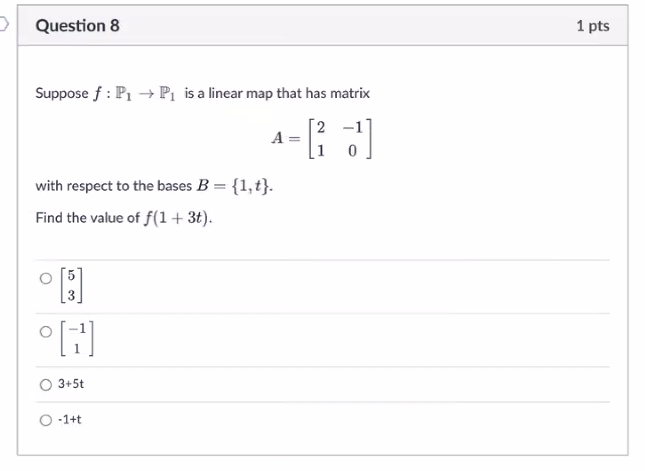 Solved Question 8Suppose f:P1→P1 ﻿is a linear map that has | Chegg.com