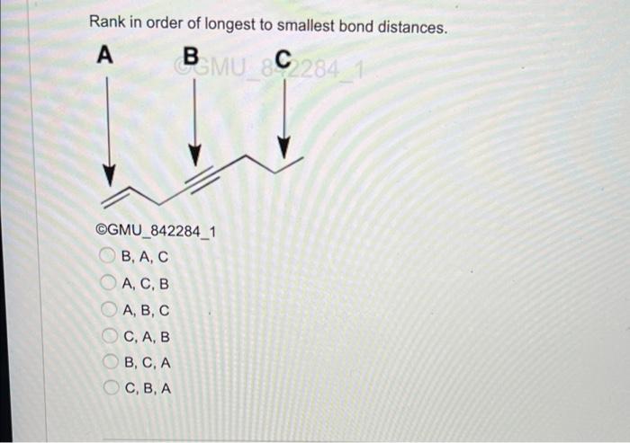 Solved Rank in order of longest to smallest bond distances. | Chegg.com