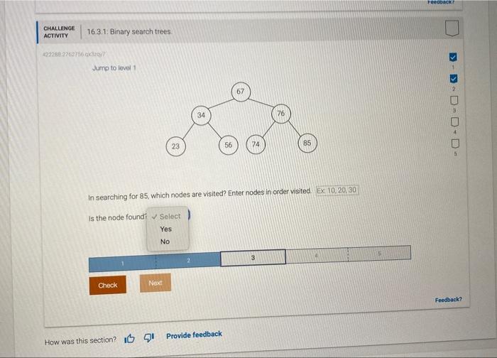 Solved thimp to levol 1 In searching for 85 , which nodes | Chegg.com
