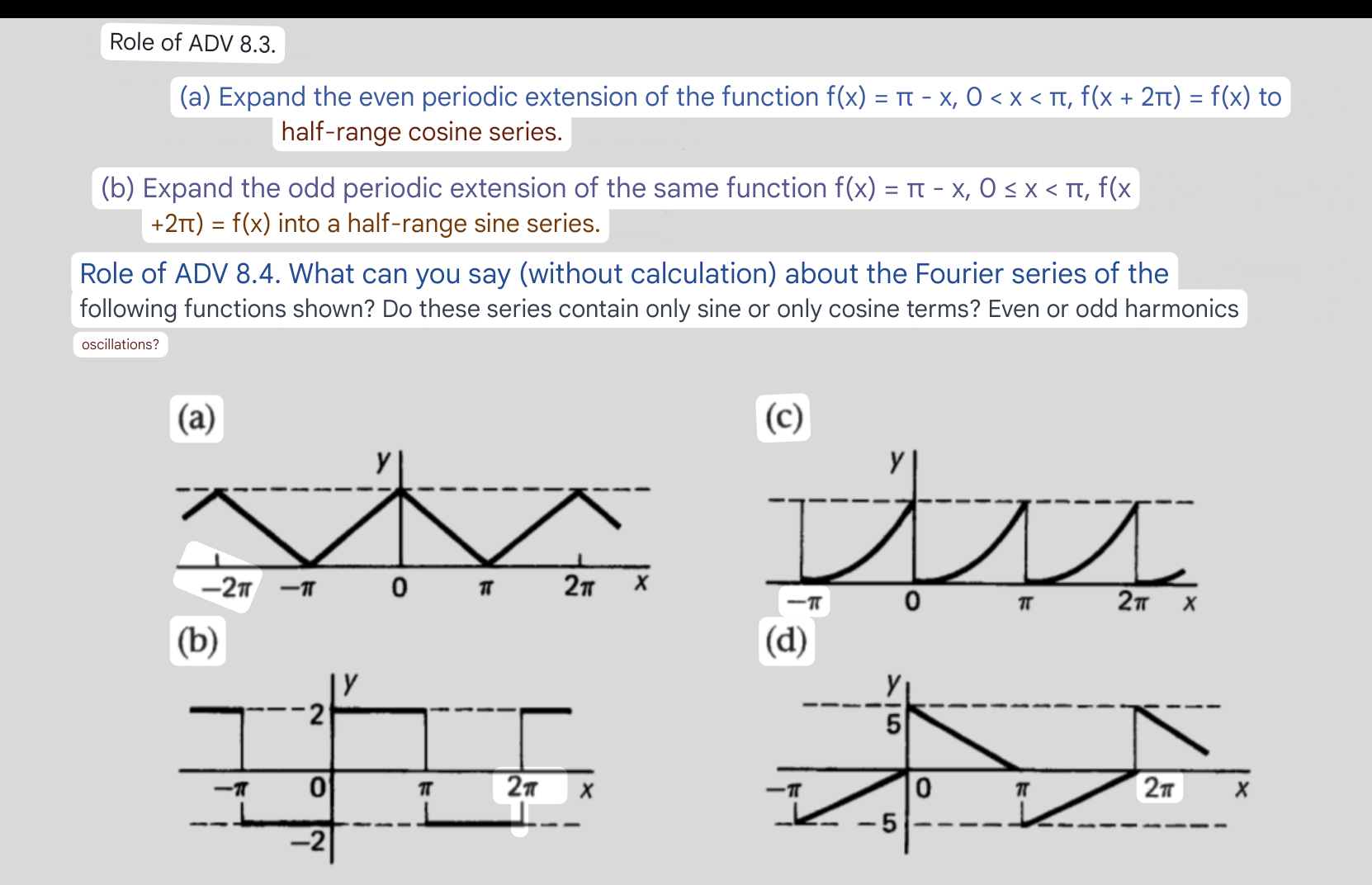 Solved Role of ADV 8.3.(a) ﻿Expand the even periodic | Chegg.com