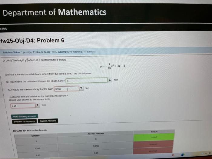 Solved Department of Mathematics e Help Hw25-Obj-D4: Problem | Chegg.com