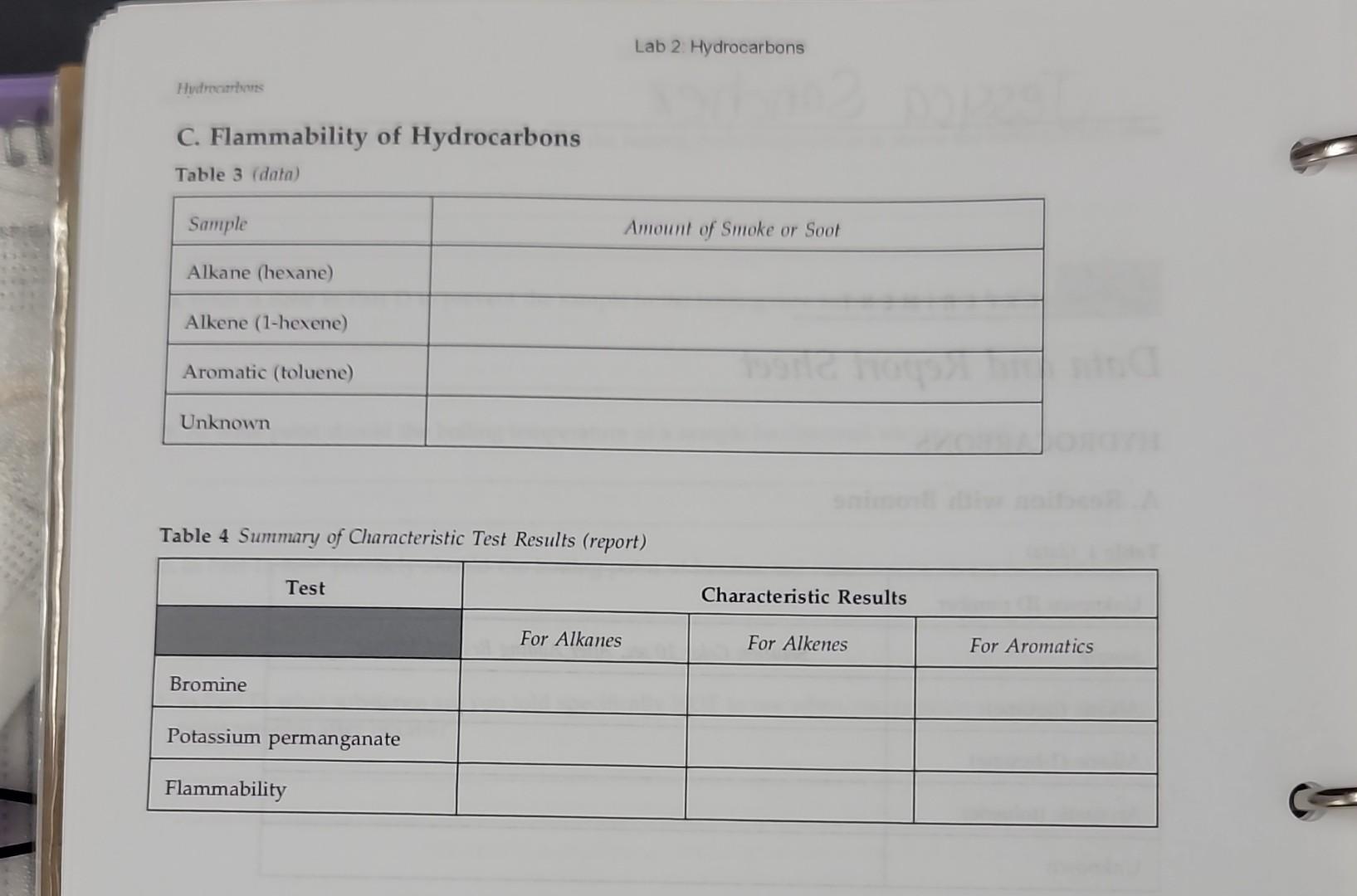 C. Flammability of Hydrocarbons Table 3 (data) Table | Chegg.com