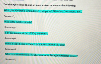 Solved Decision Questions: In one or more sentences, answer | Chegg.com