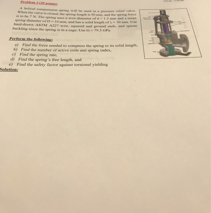 Solved Problem. (20 points) A helical compression spring | Chegg.com