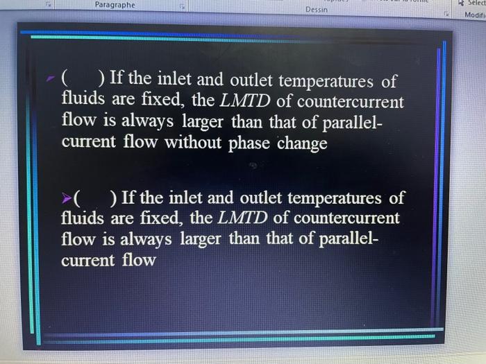 Solved ( ) If the inlet and outlet temperatures of fluids | Chegg.com