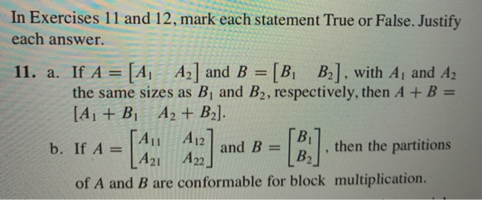 Solved In Exercises 11 and 12, mark each statement True or | Chegg.com