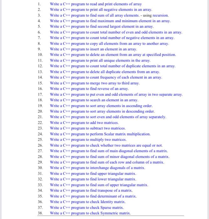 Solved Write the code of these 38 array stages on DEV C++ | Chegg.com