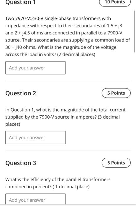 Solved Two 7970-V:230-V single-phase transformers with | Chegg.com