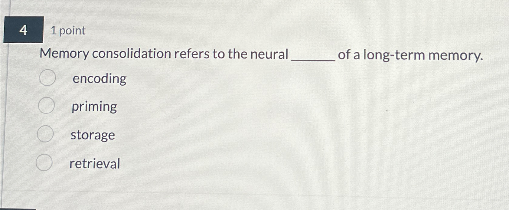 Solved 41 ﻿pointMemory consolidation refers to the neural of | Chegg.com