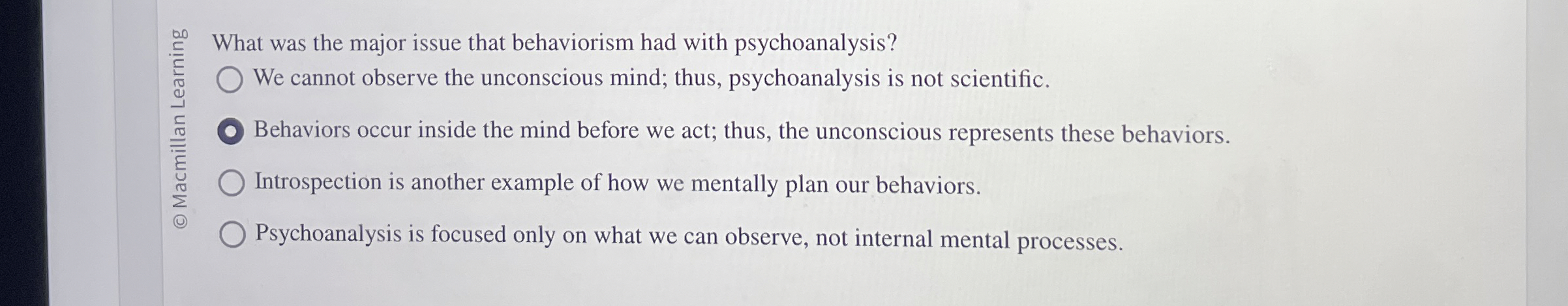 Solved We cannot observe the unconscious mind; thus, | Chegg.com