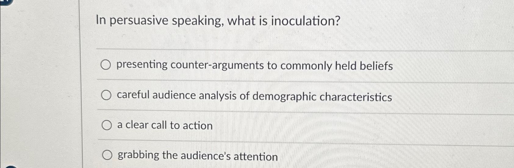 Solved In persuasive speaking, what is | Chegg.com