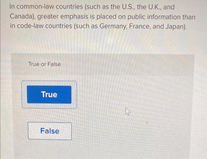 Solved In common-law countries (such as the U.S., the U.K., | Chegg.com