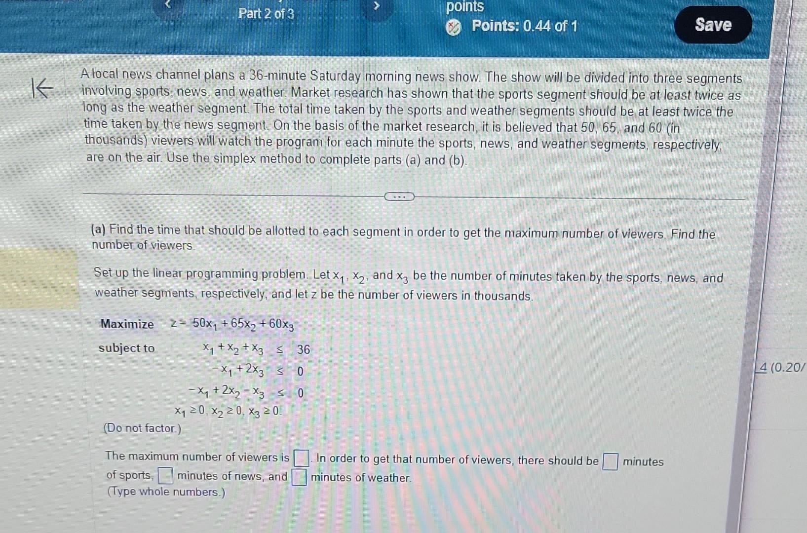 Solved A local news channel plans a 36-minute Saturday | Chegg.com