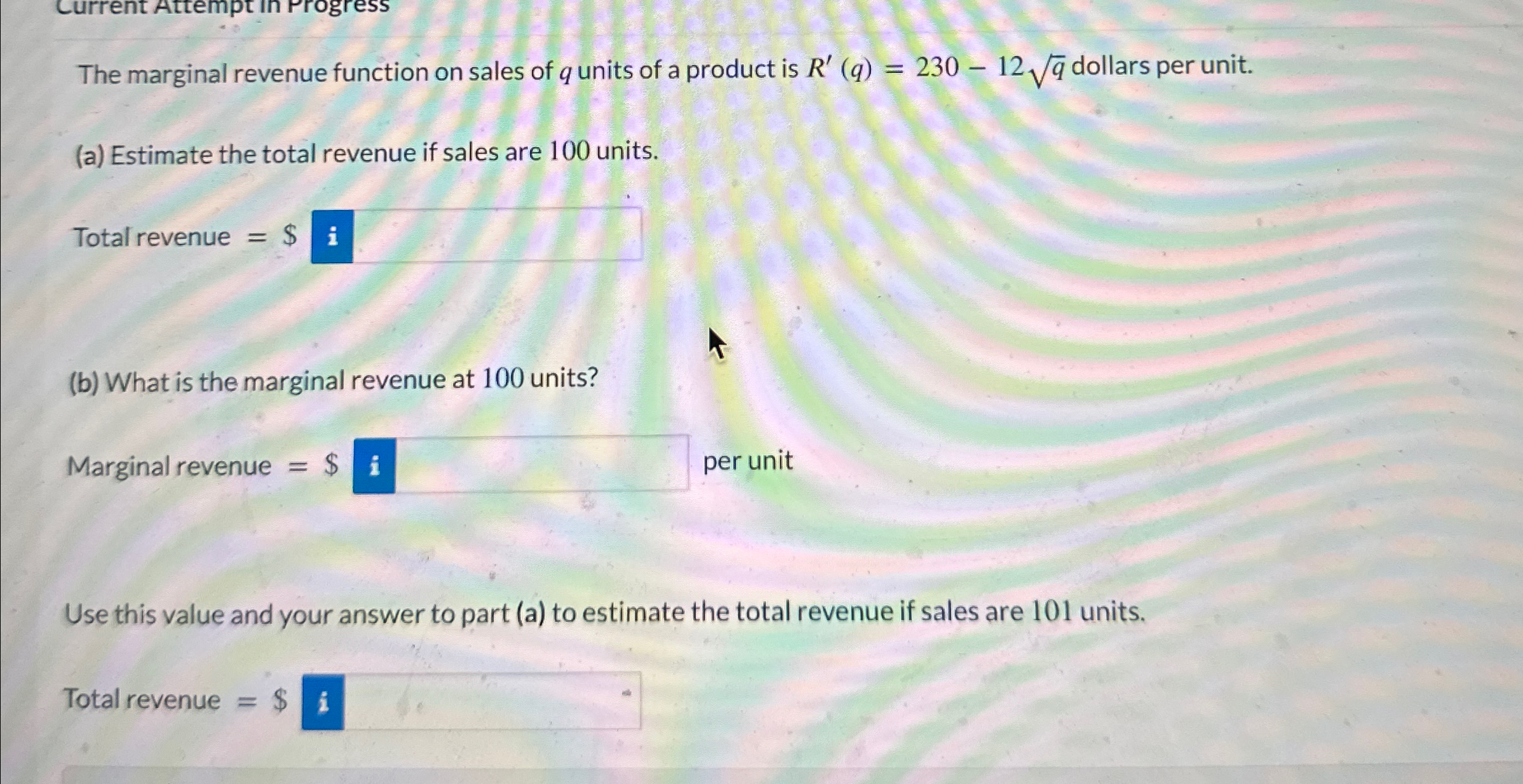 Solved The marginal revenue function on sales of q ﻿units of | Chegg.com