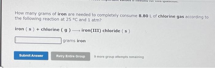 Solved How many grams of iron are needed to completely | Chegg.com