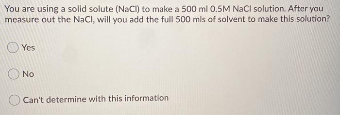 Solved You are using a liquid solute (HCI) to make a 500 ml | Chegg.com