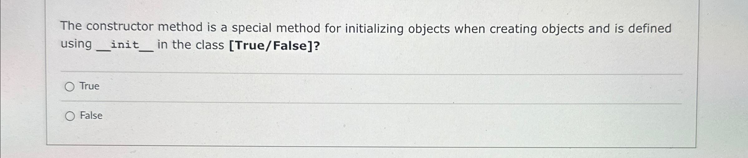 Solved The constructor method is a special method for | Chegg.com Solved The constructor method is a special method for | Chegg.com