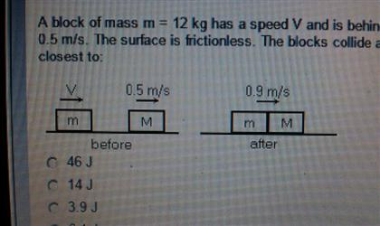 Solved a block of mass m=12kg has a speed V and is behind a | Chegg.com