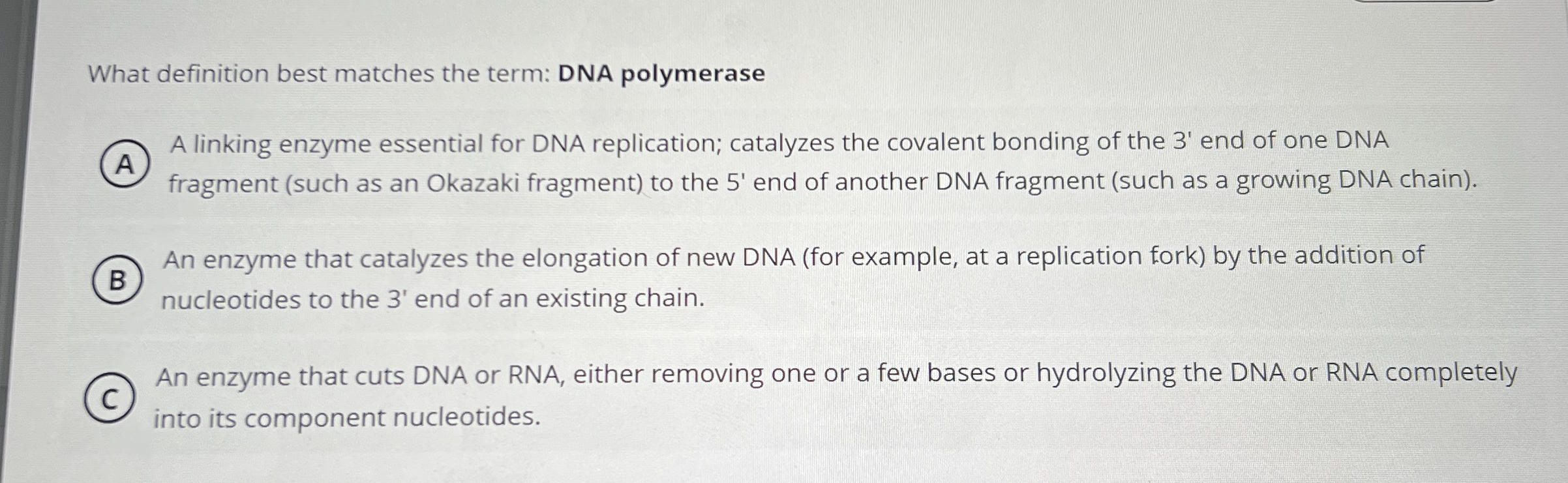 Solved What definition best matches the term: DNA | Chegg.com