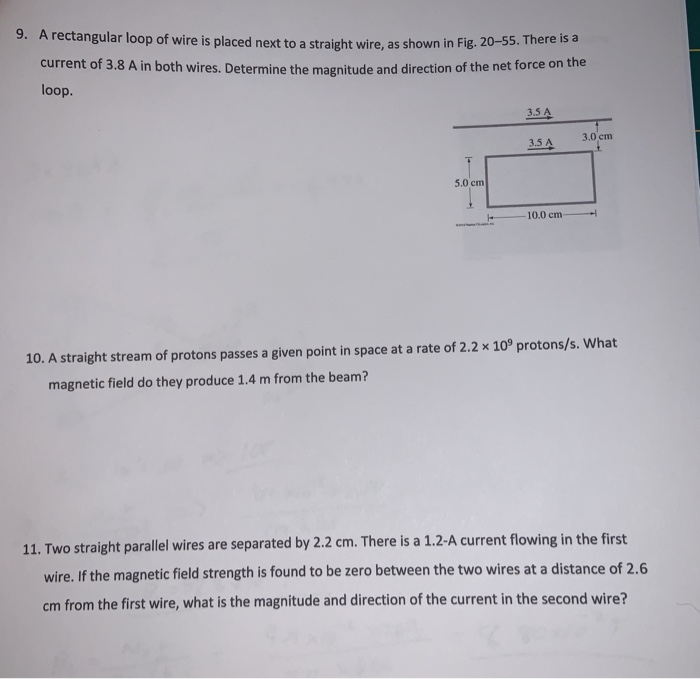 Solved 9. A rectangular loop of wire is placed next to a | Chegg.com