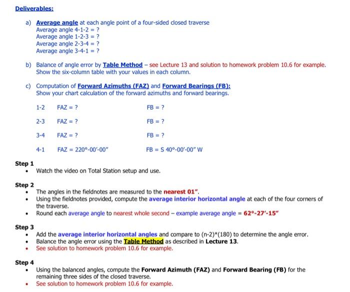 Solved Deliverables: a) Average angle at each angle point of | Chegg.com