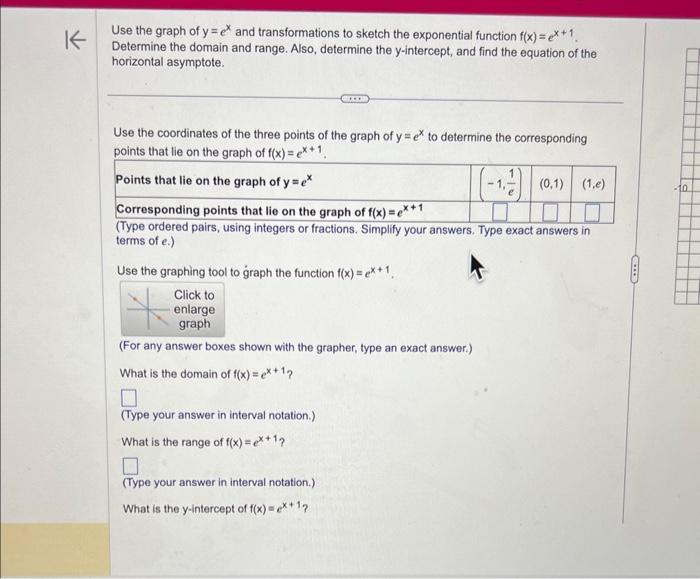 Solved Use the graph of y=ex and transformations to sketch | Chegg.com
