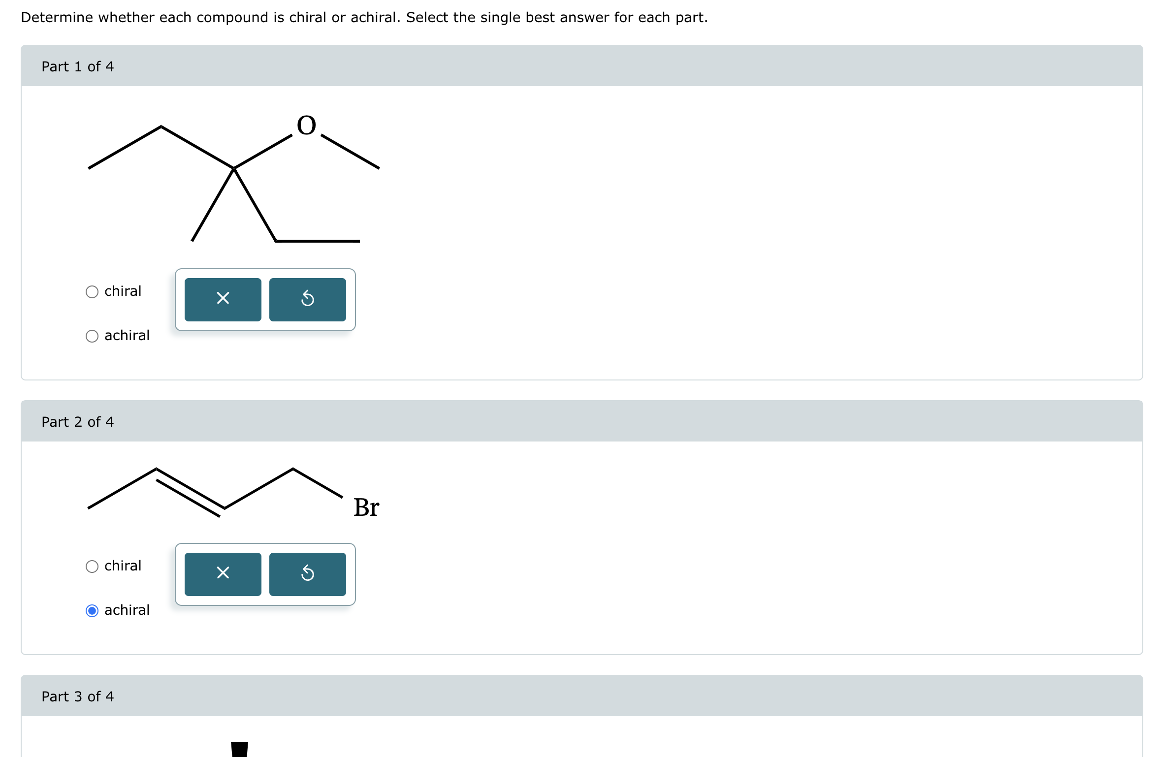Solved Determine whether each compound is chiral or achiral. | Chegg.com