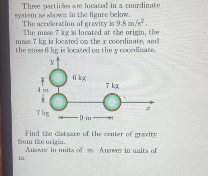 Solved Three particles are located in a coordinate system as | Chegg.com