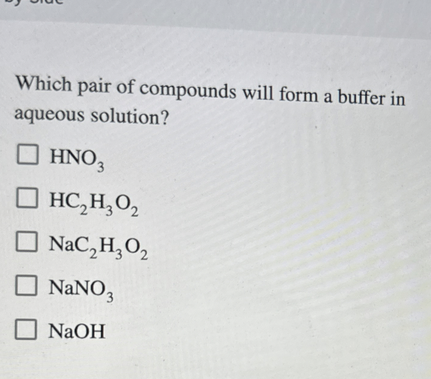 High Quality SOLUTION Which pair of compounds will form a buffer in aqueous | Chegg.com