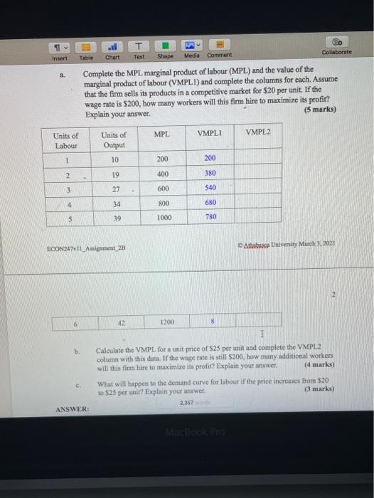 Solved Insert Coment a. GO Table Chart Text Shape Media | Chegg.com