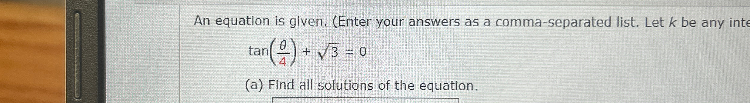 Solved An equation is given. (Enter your answers as a | Chegg.com