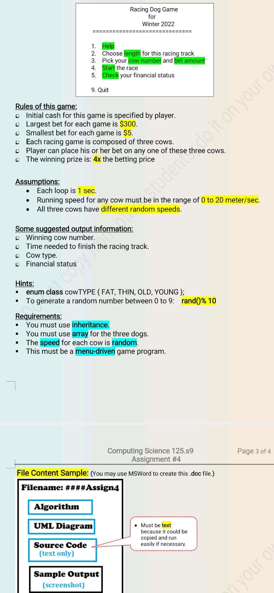 Solved Objectives: - To learn how to write a simple game | Chegg.com