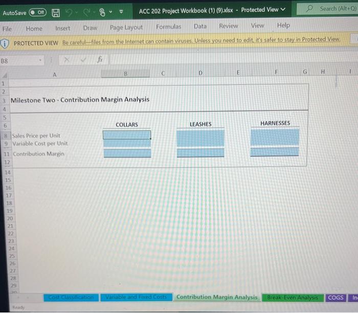 Milestone One - Variable and Fixed Costs Total | Chegg.com