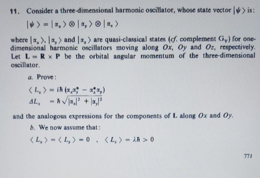 11. Consider a three-dimensional harmonic oscillator, | Chegg.com