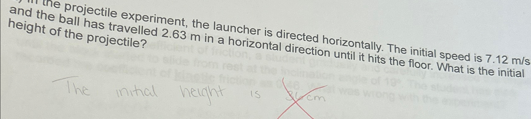 Solved projectile experiment, the launcher is directed | Chegg.com